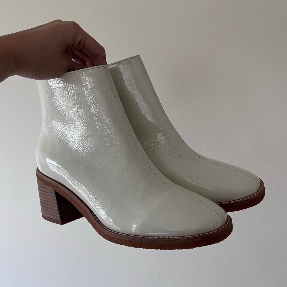 Intentionally Blank // White Patent Boots - Gem